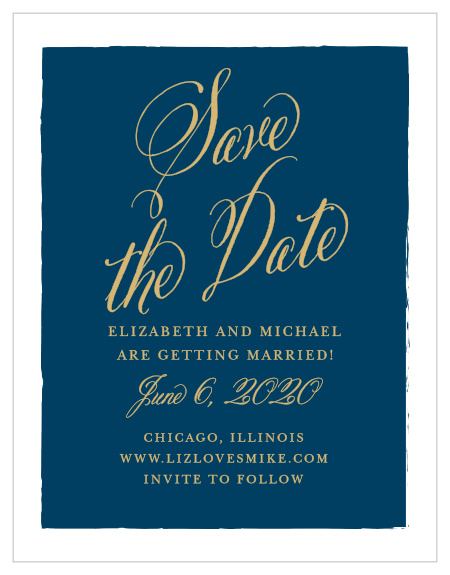 Calligraphy Script Foil Save the Date Magnets by Basic Invite