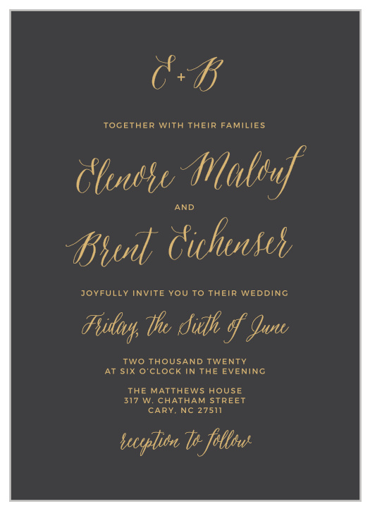 Foil Stamped Wedding Invitations | Gold, Silver & Rose Gold | Basic Invite