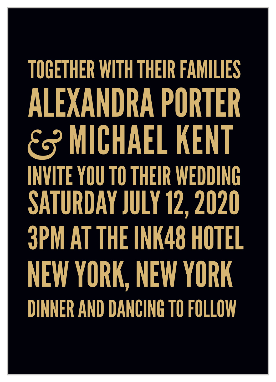 Modern Poster Foil Wedding Invitations by Basic Invite