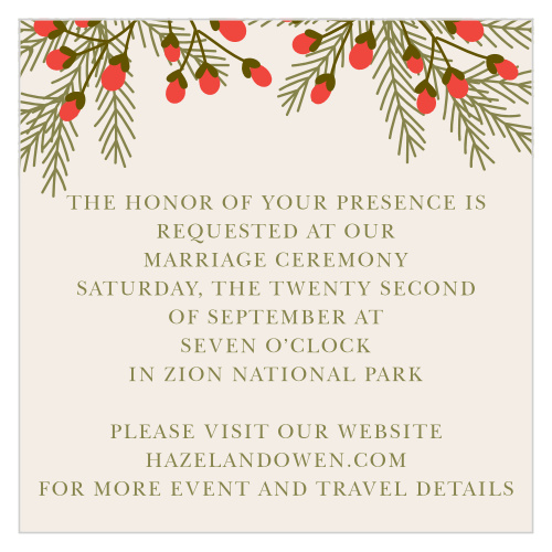 Pine Berries Wedding Belly Bands by Basic Invite