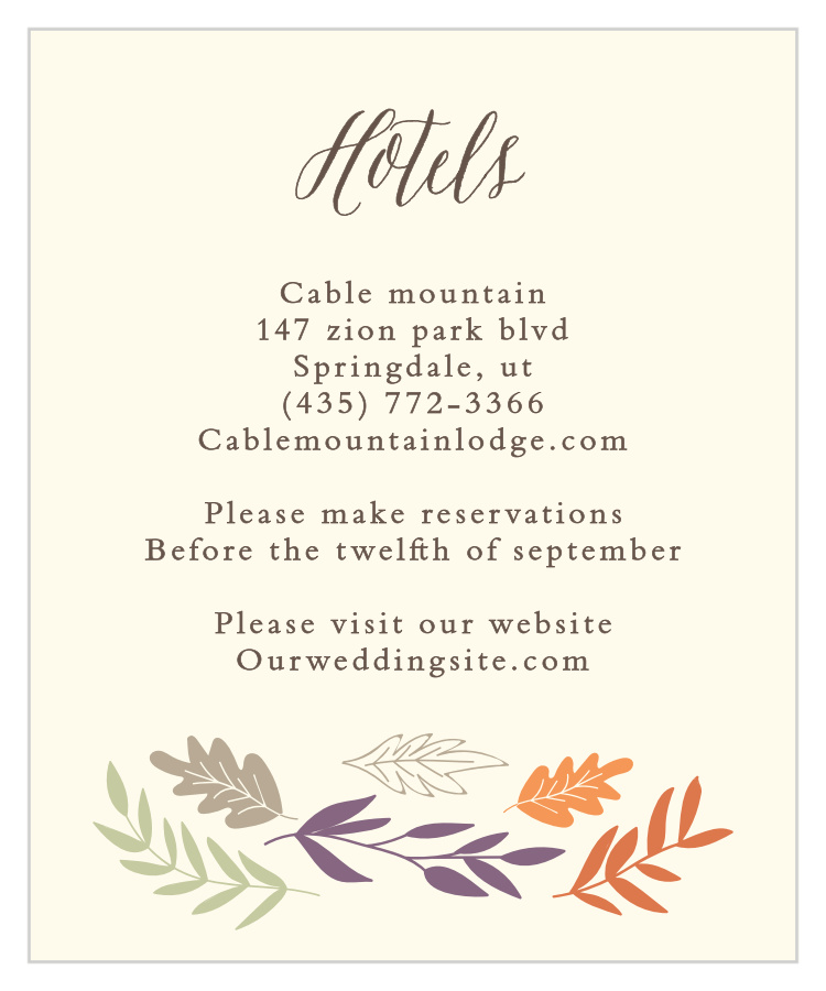 Fall Harvest Accommodation Cards by Basic Invite