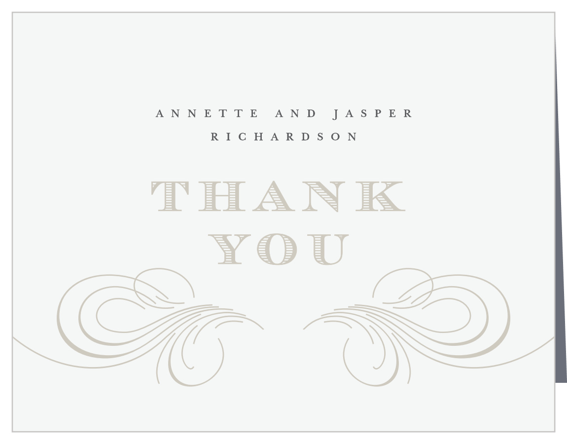 Streamlined Scroll Wedding Thank You Cards by Basic Invite