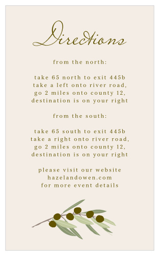 Mediterranean Romance Accommodation Cards by Basic Invite