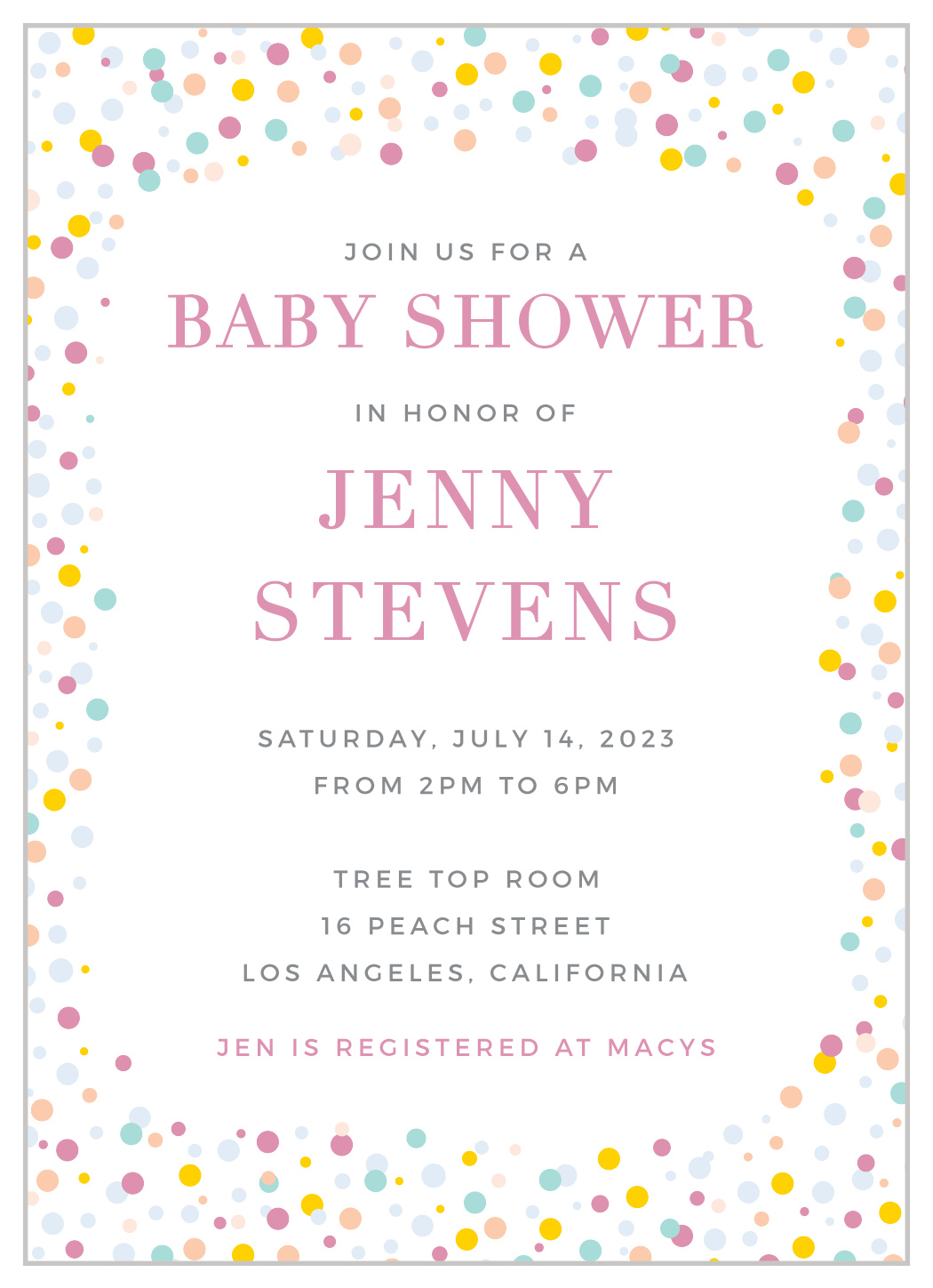 Dancing Dots Baby Shower Invitations by Basic Invite