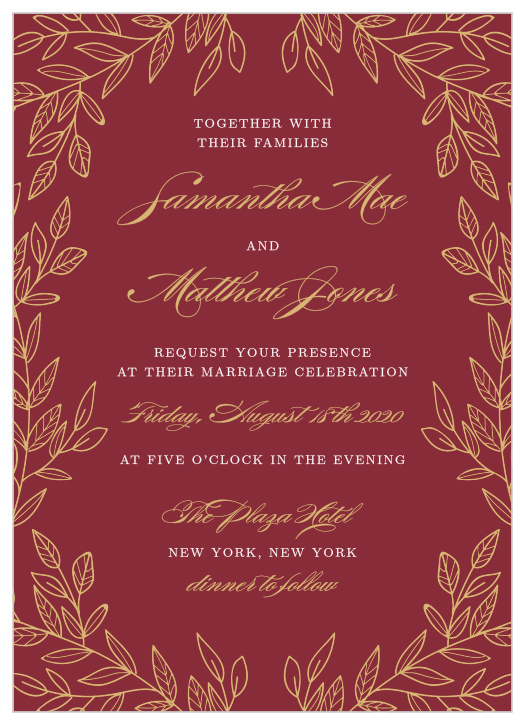 Burgundy Wedding Invitations - Match Your Color & Style Free!